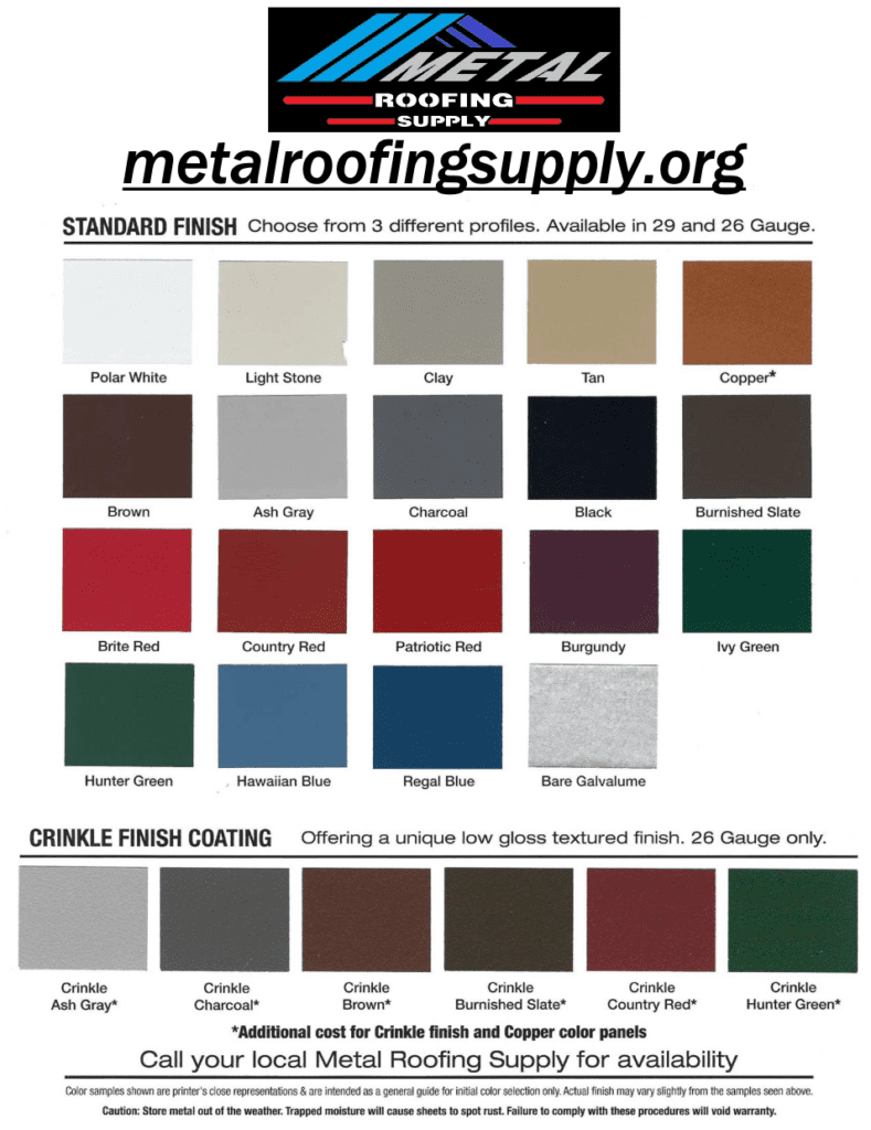 Available Colors - Metal Roofing Supply