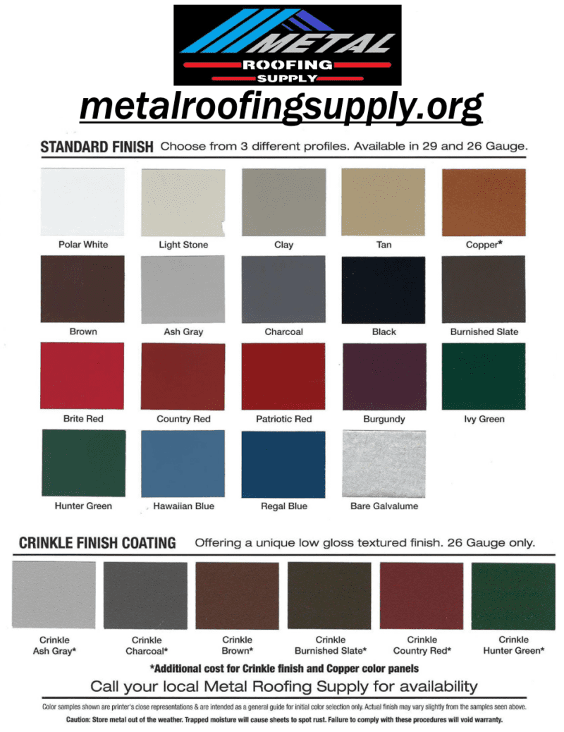 Available Colors - Metal Roofing Supply